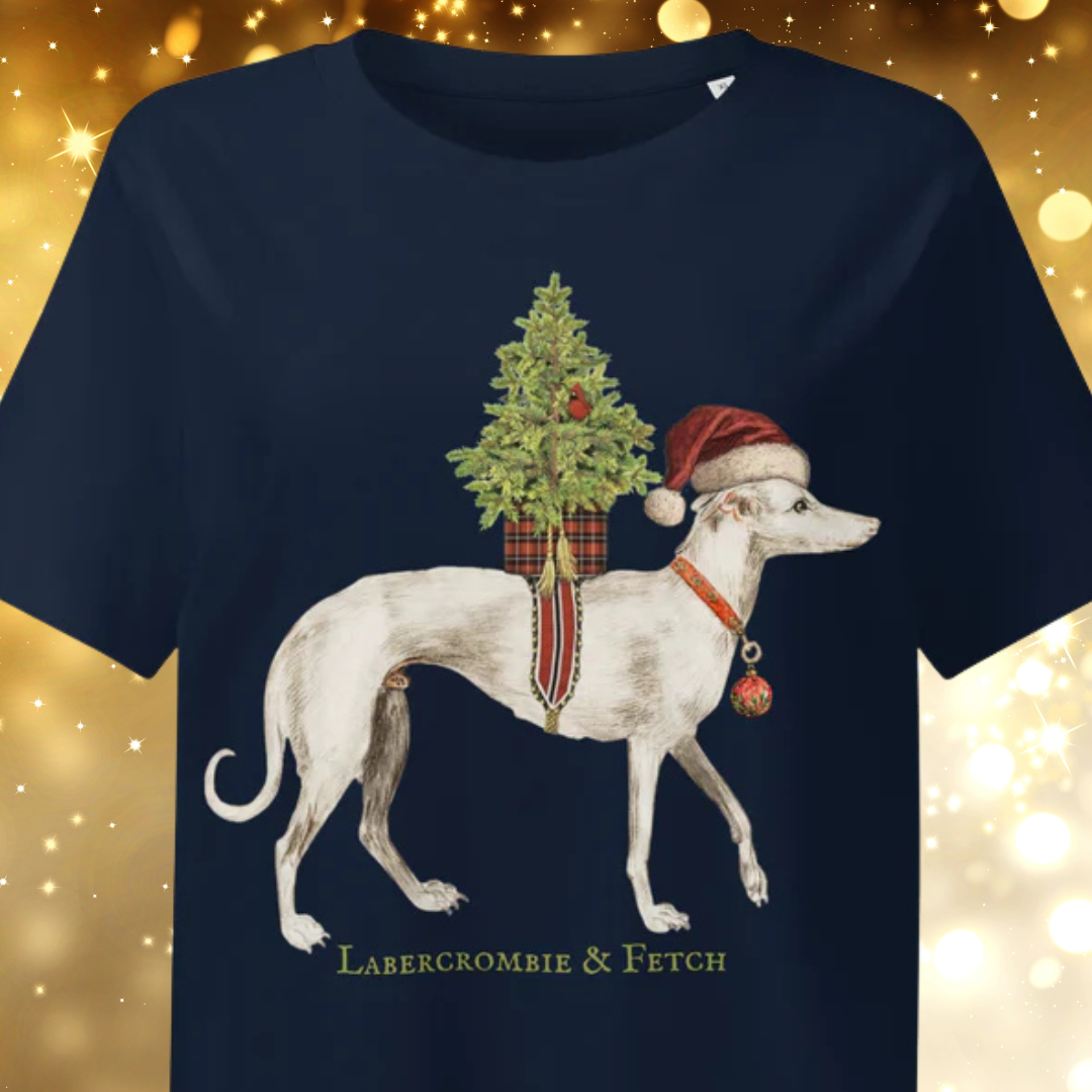 A Vintage Christmas Dog Women’s organic ribbed neck t-shirt ...